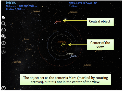 Setting an Object as the Center | SPICE-enhanced Cosmographia User's Guide